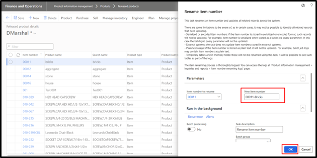 Rename Item Number and Track Name Changes in D365 - Brightpoint Infotech